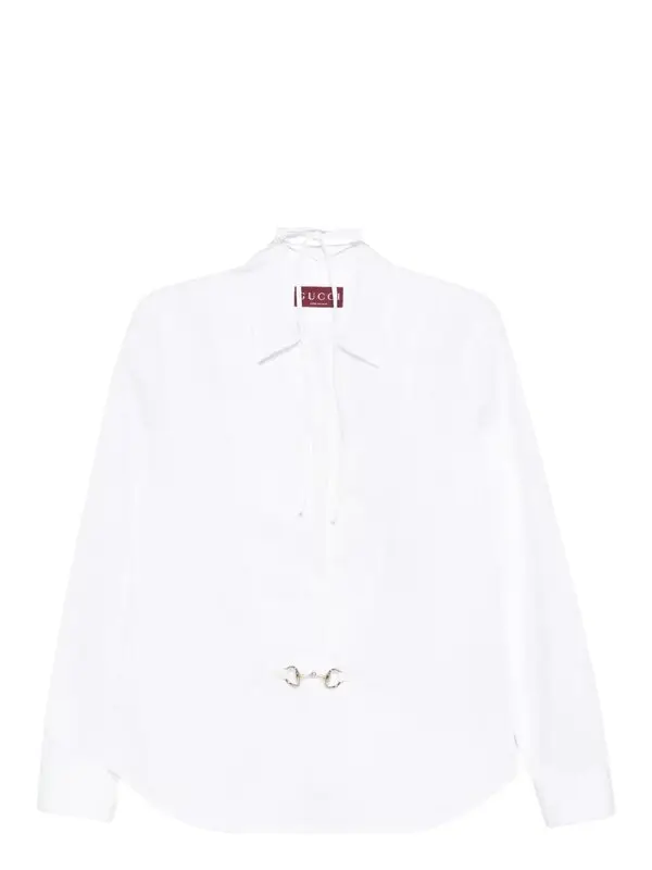 Gucci Horsebit Tie-neck Shirt - White