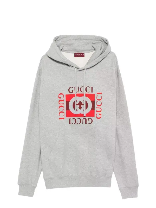 Gucci Logo-print Cotton Hoodie - Grey