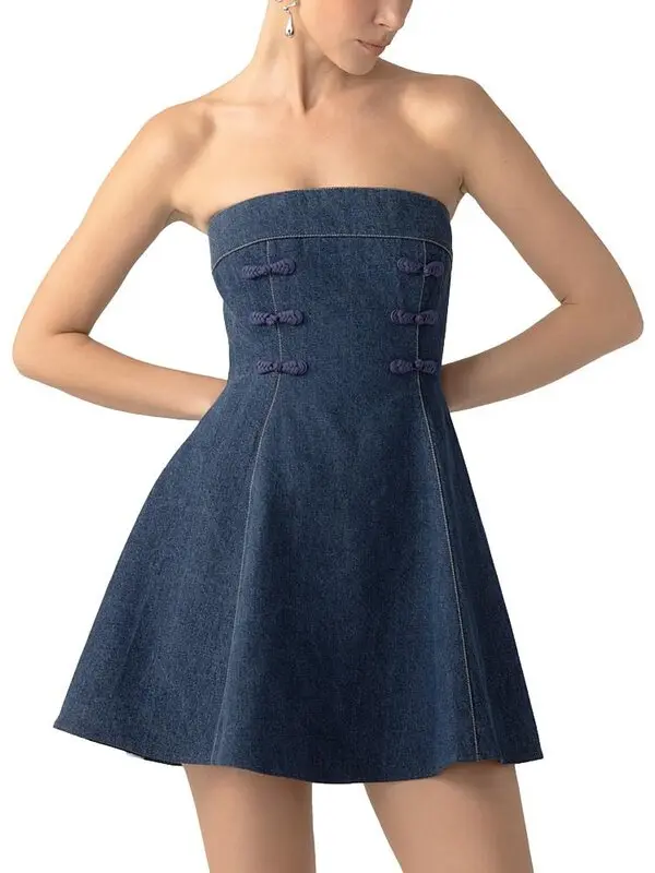 SAU LEE Tai Dress - Dark Blue