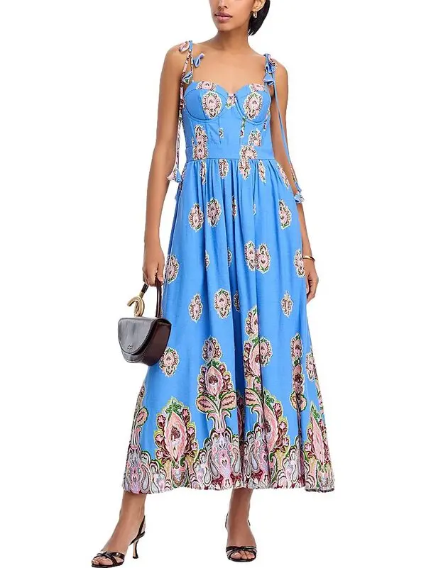 Aqua Ombre Paisley Midi Dress Exclusive - Blue