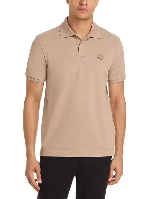 Moncler Short Sleeve Logo Polo Shirt - Light Beige