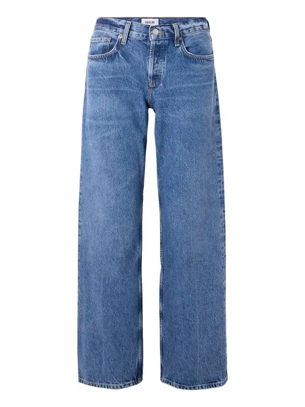 AGOLDE Low-rise Loose Distressed Straight-leg Jeans - Blue