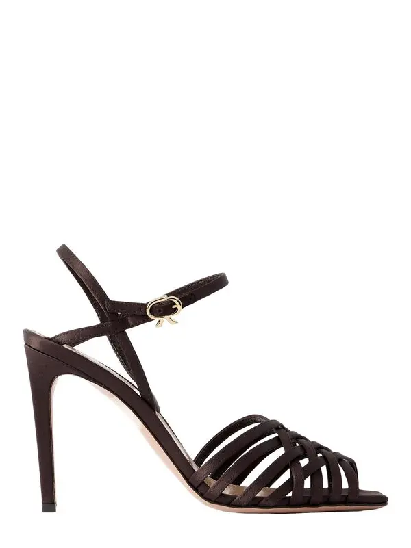 GIANVITO ROSSI Kerry 95 Satin Sandals - Brown