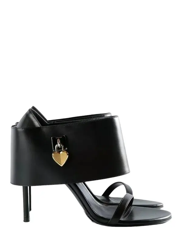 Givenchy Leather Heeled Sandals With Heart-shaped Lock Embellishment - Black