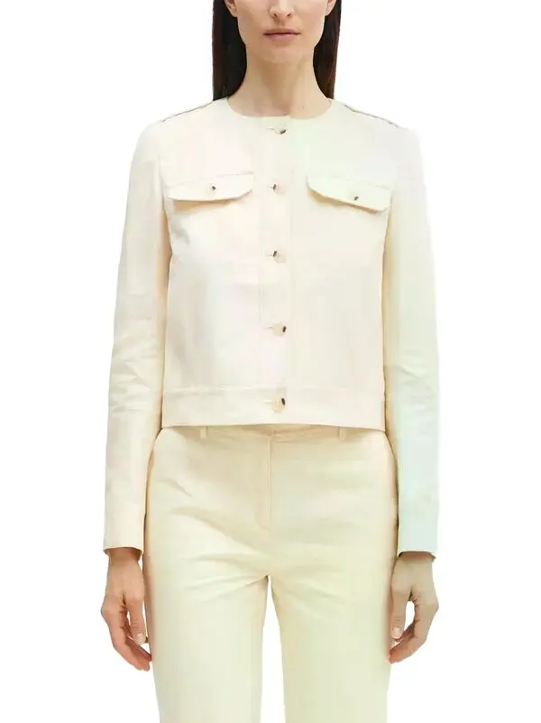 Kenzo Collarless Cotton Jacket - Neutrals