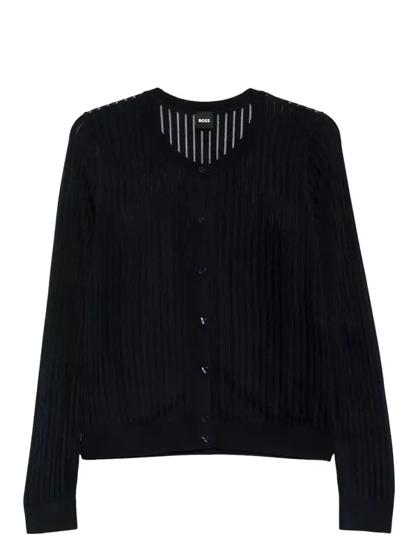 BOSS Ribbed Cardigan - Blue