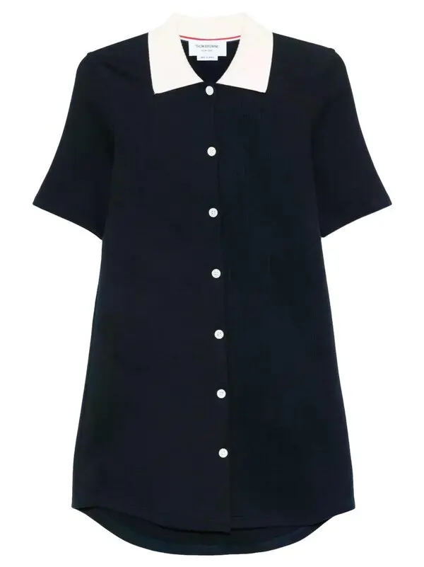 Thom Browne Fine-ribbed Mini Dress - Blue