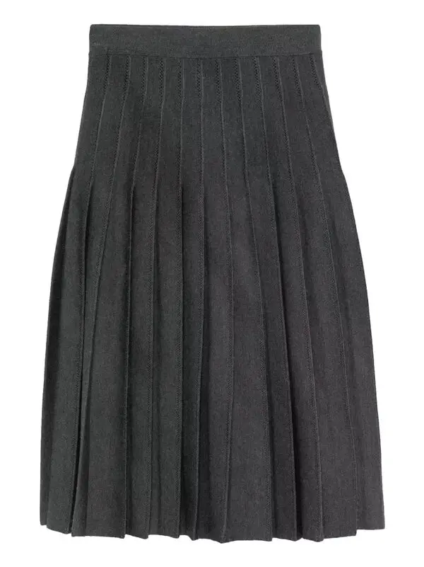 Thom Browne Pleated Pointelle Midi Skirt - Grey