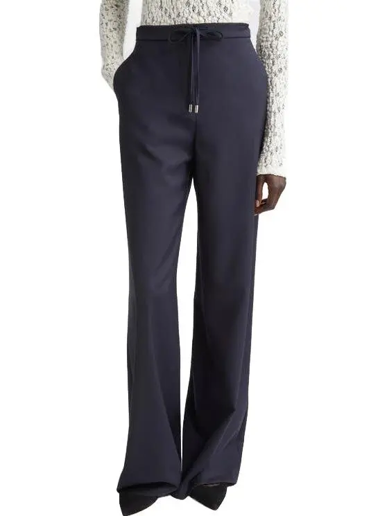 MAX MARA STUDIO Berard Virgin Wool Drawstring Pants - Navy