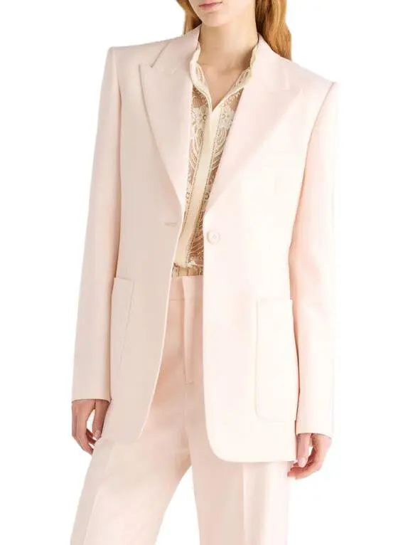 Chloé One-button Virgin Wool Gabardine Blazer - Biscuit Pink