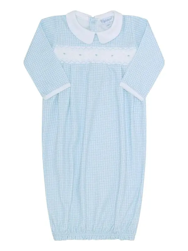 NELLAPIMA Gingham Smocked Gownbaby - Blue