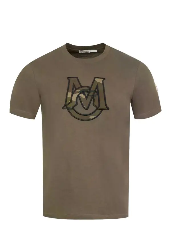 Moncler Embroidered-monogram Cotton T-shirt - Brown