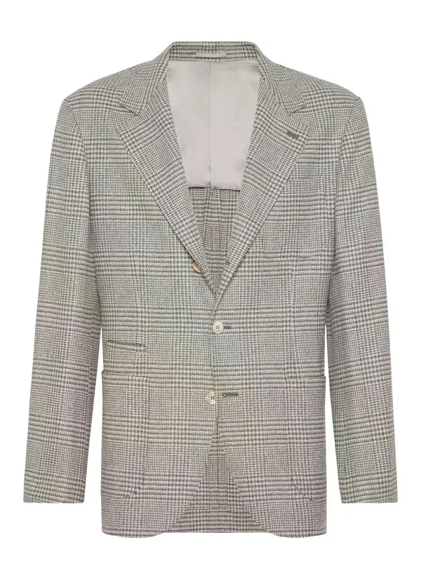 Brunello Cucinelli Single-breasted Checked Blazer - Green