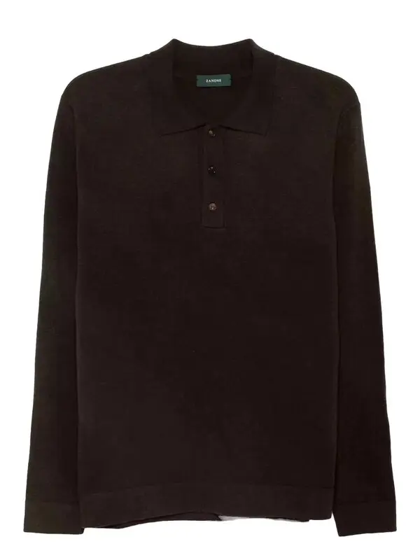 ZANONE Knitted Polo Shirt - Brown
