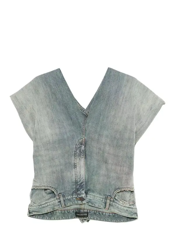 Balenciaga Trompe L'oeil Denim Top - Blue