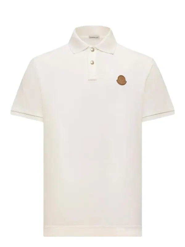 Moncler Logo Patch Cotton Piquet Polo Shirt - Neutrals