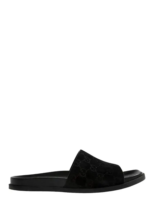 Gucci Gg-pattern Suede Sandals - Black