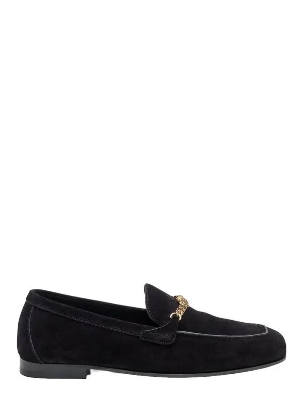 Versace Suede Loafers With Medusa Chain - Black