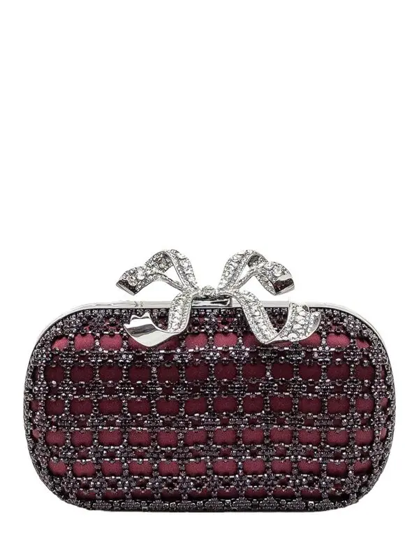 SELF-PORTRAIT Clutch Bag With Bow And Crystals - Red