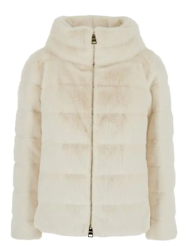 Herno Quilted Down Jacket With Ecofur - White