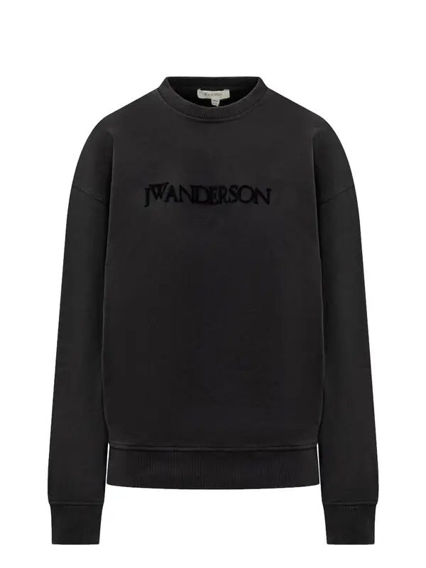 JW Anderson Cotton Sweatshirt With Embroidered Logo - Black