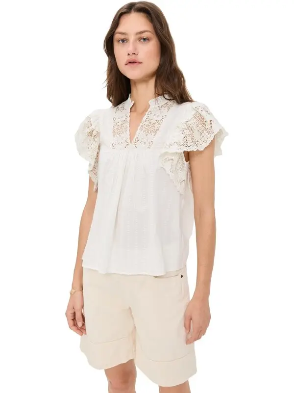 Ulla Johnson Jolie Flutter-sleeve Top - Pristine