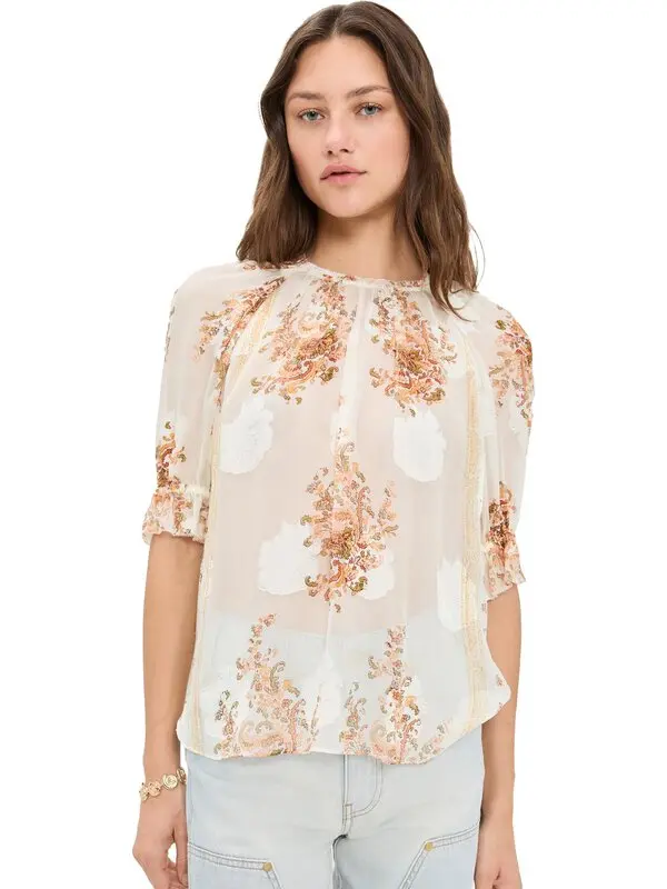 Ulla Johnson Pippa Short Sleeve Blouse - Alabaster