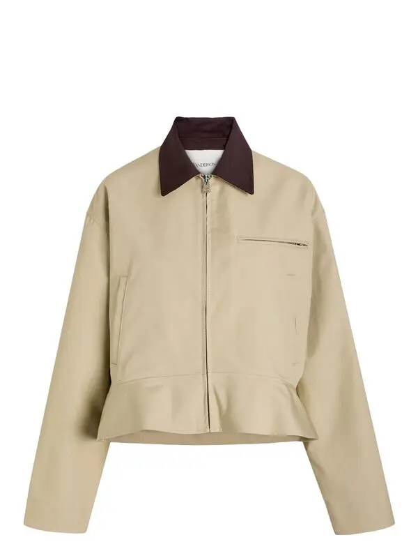 JW Anderson Peplum Cotton Jacket - Cream