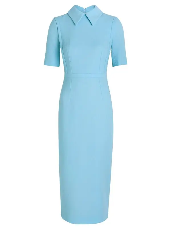 EMILIA WICKSTEAD Valetta Darted Wool-crepe Midi Dress - Blue