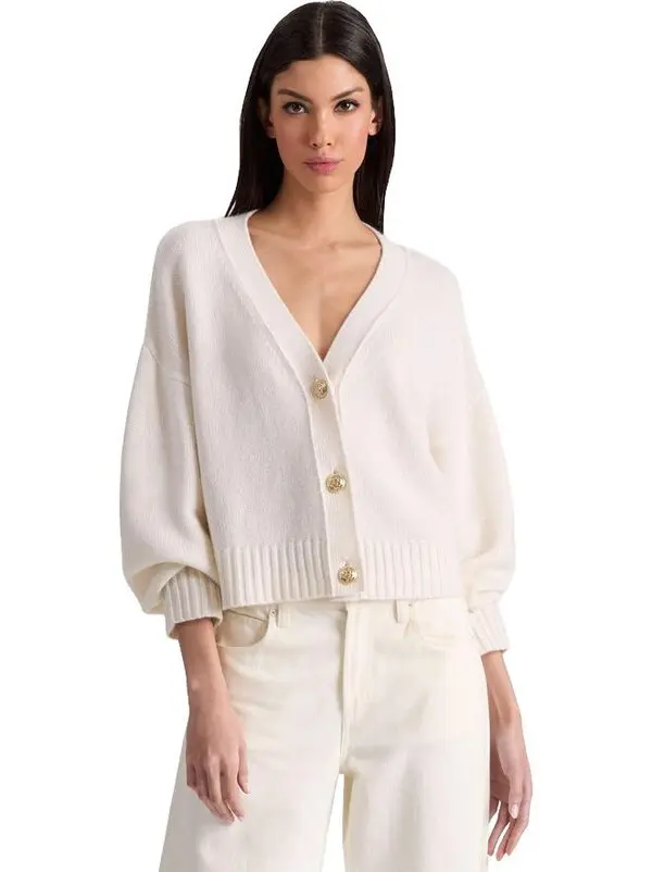 Alice + Olivia Atticus Cashmere Cardigan - Neutral / White