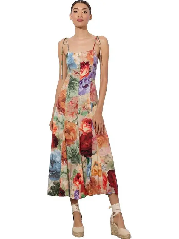 Alice + Olivia Jeanette Paneled Midi Dress - Floral