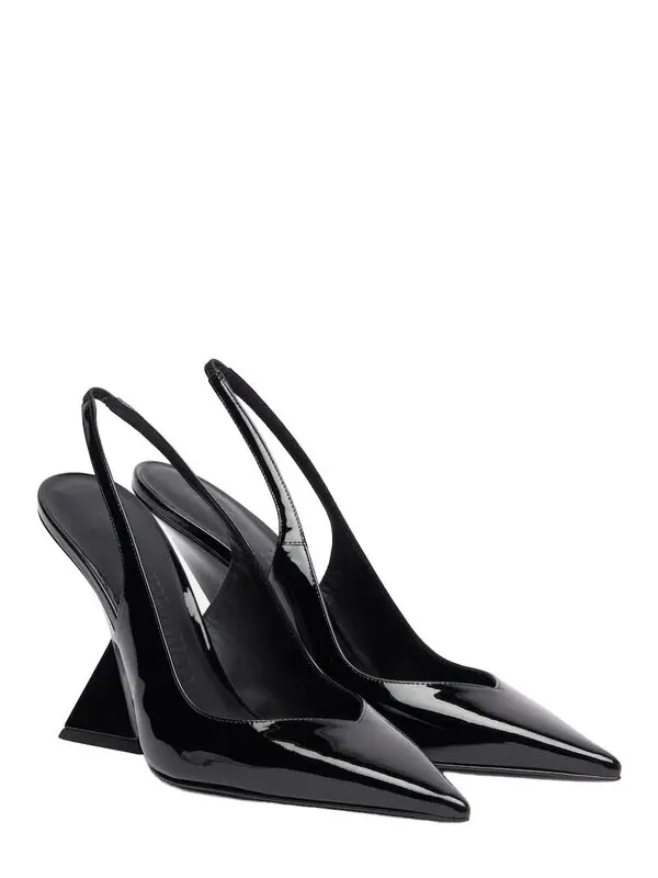 Attico Cheope 105 Leather Slingback Mules - Black