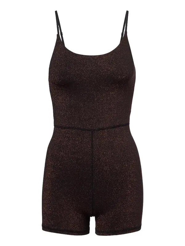 The Upside Arizona Kiva Lamé Jersey Bodysuit - Brown