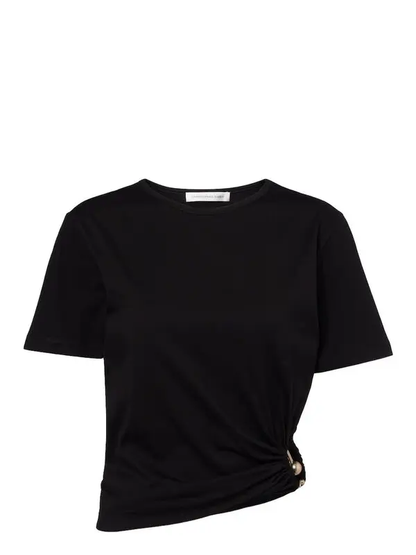 Christopher Esber Orbit Cotton Jersey Crop Top - Black