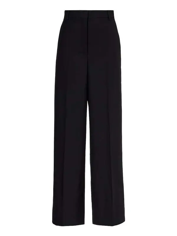 Stella McCartney High-rise Wide-leg Wool Pants - Black