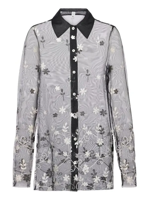 TOTEME Embroidered Semi-sheer Shirt - Black