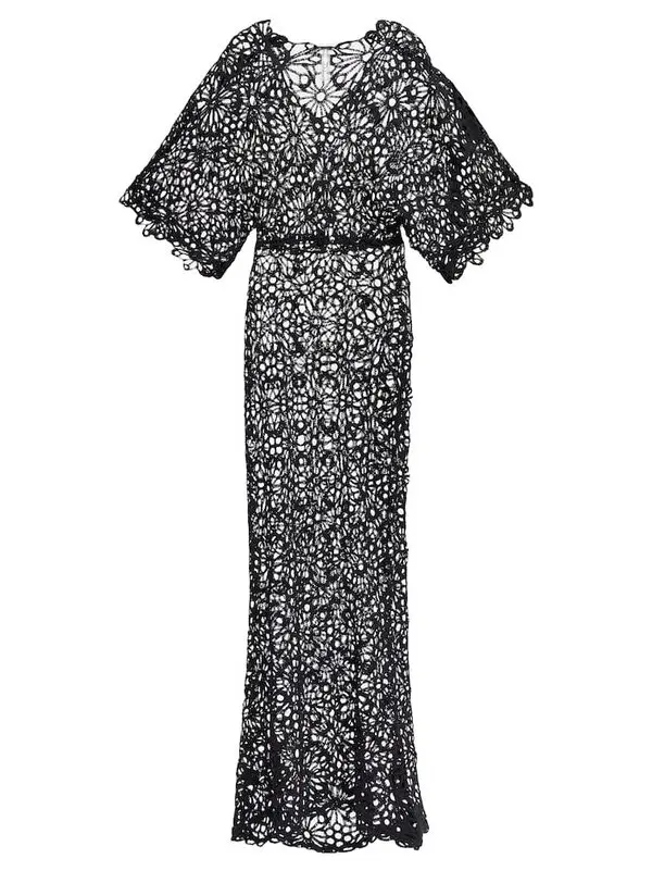 Norma Kamali Obie Open-knit Cotton-blend Maxi Dress - Black