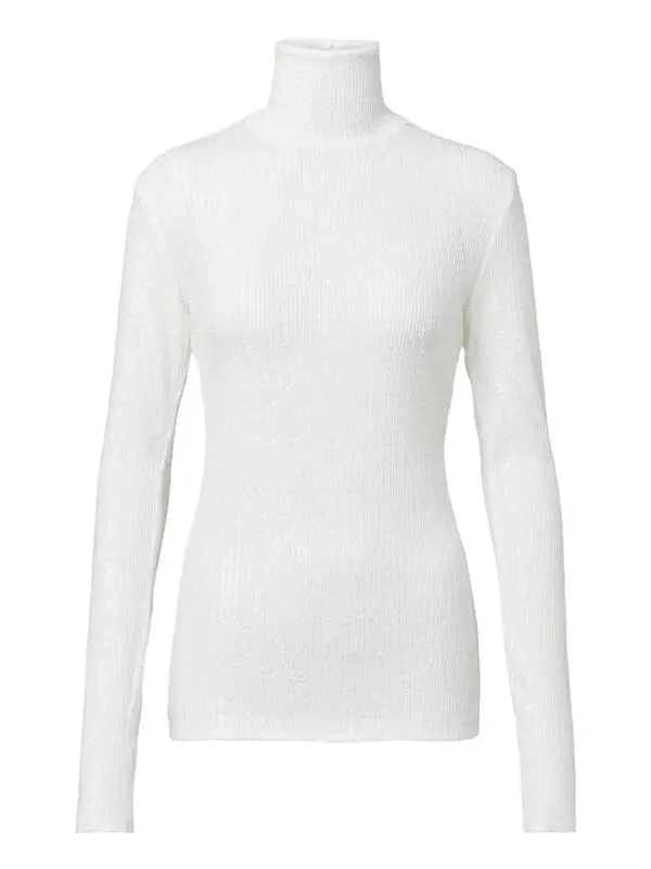 Norma Kamali Sequined Turtleneck Sweater - White