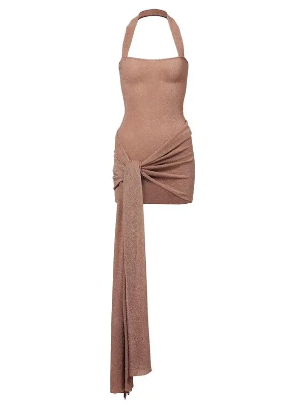 AYA MUSE Draped Lamé Minidress - Pink