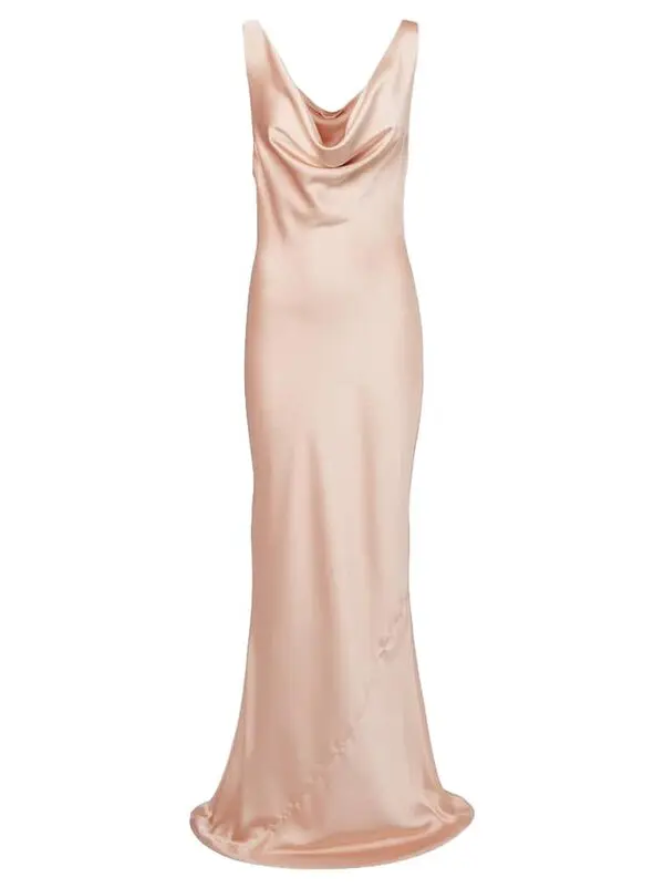Norma Kamali Draped Satin Gown - Pink