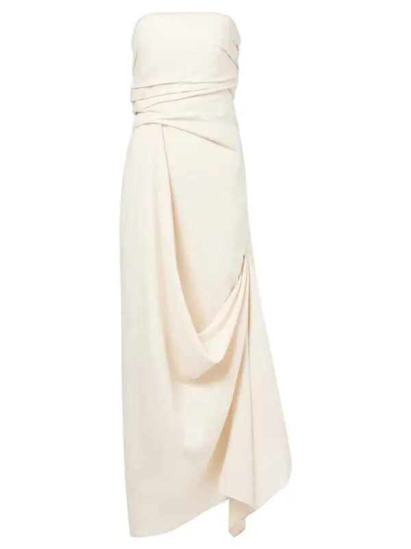 Staud Caravaggio Draped Linen Maxi Dress - Beige