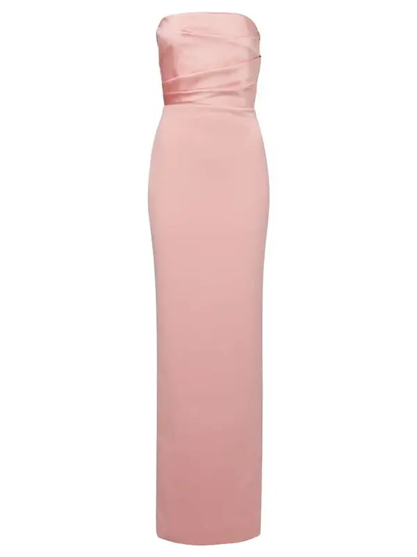 Solace London Afra Crêpe And Satin Bustier Gown - Pink