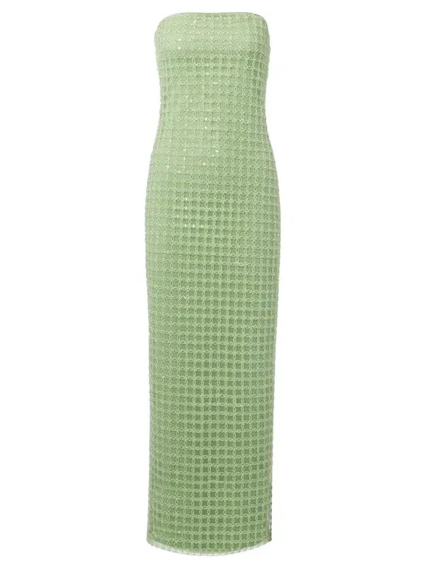 Remain Birger Christensen Embellished Strapless Gown - Green