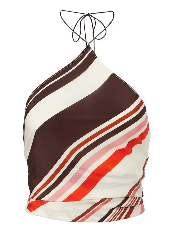 SIR. Thistle Striped Open-back Silk Satin Top - Multicoloured