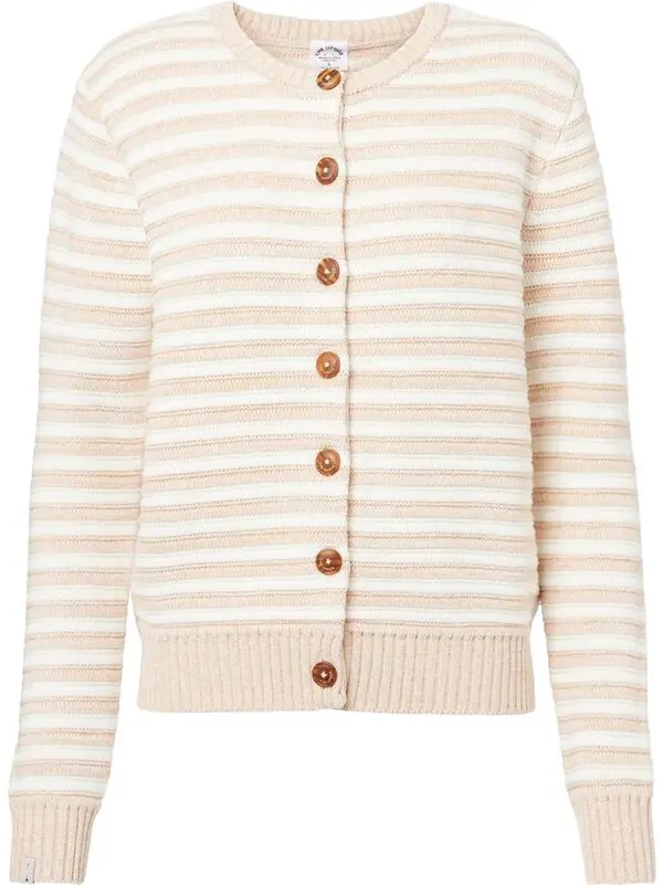 The Upside Isabeli Striped Organic Cotton Cardigan - Brown