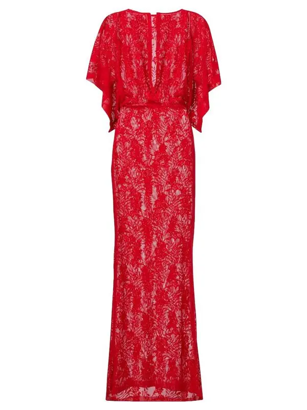Norma Kamali Obie Lace Gown - Red