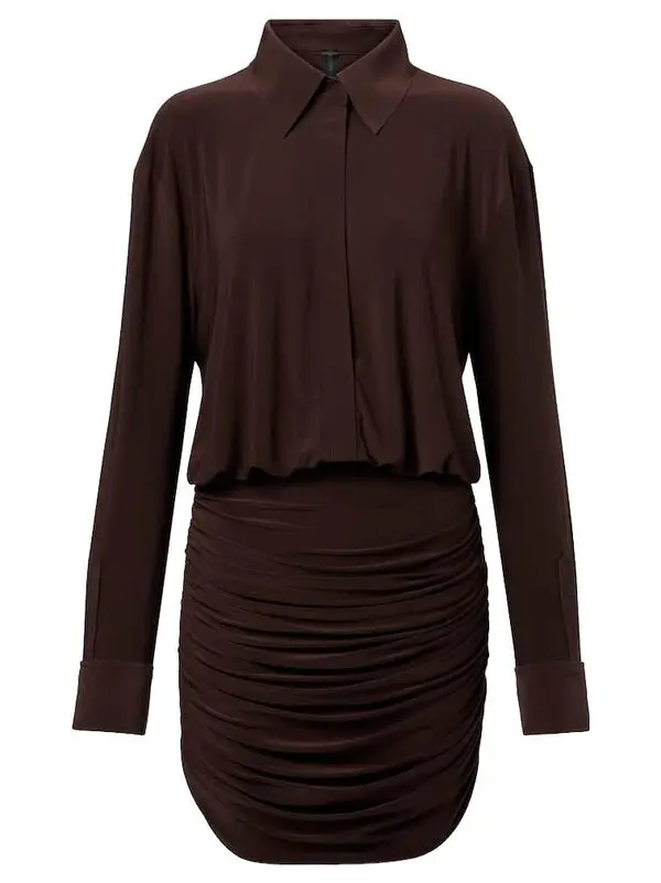 Norma Kamali Ruched Shirt Dress - Brown