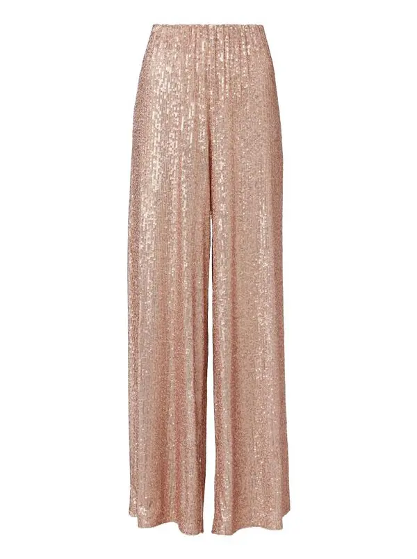 Norma Kamali Sequined High-rise Wide-leg Pants - Pink