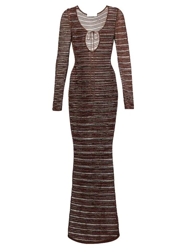 AYA MUSE Open-knit Maxi Dress - Brown