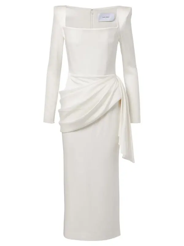 Alex Perry Draped Bustier Gown - White